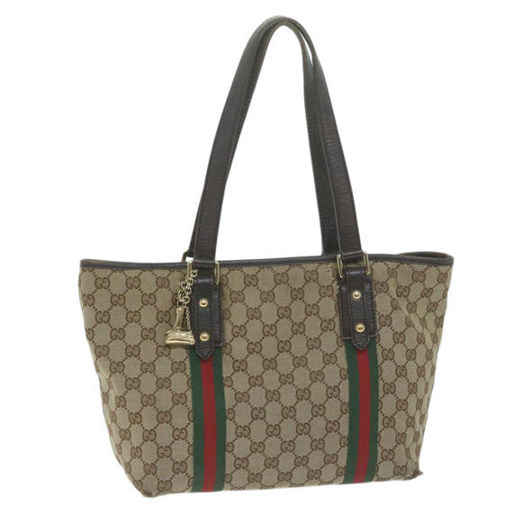 Gucci | Bags | Gucci Gg Canvas Web Sherry Line Tote Bag Beige Red Green 37396 Auth 65736 | Poshmark